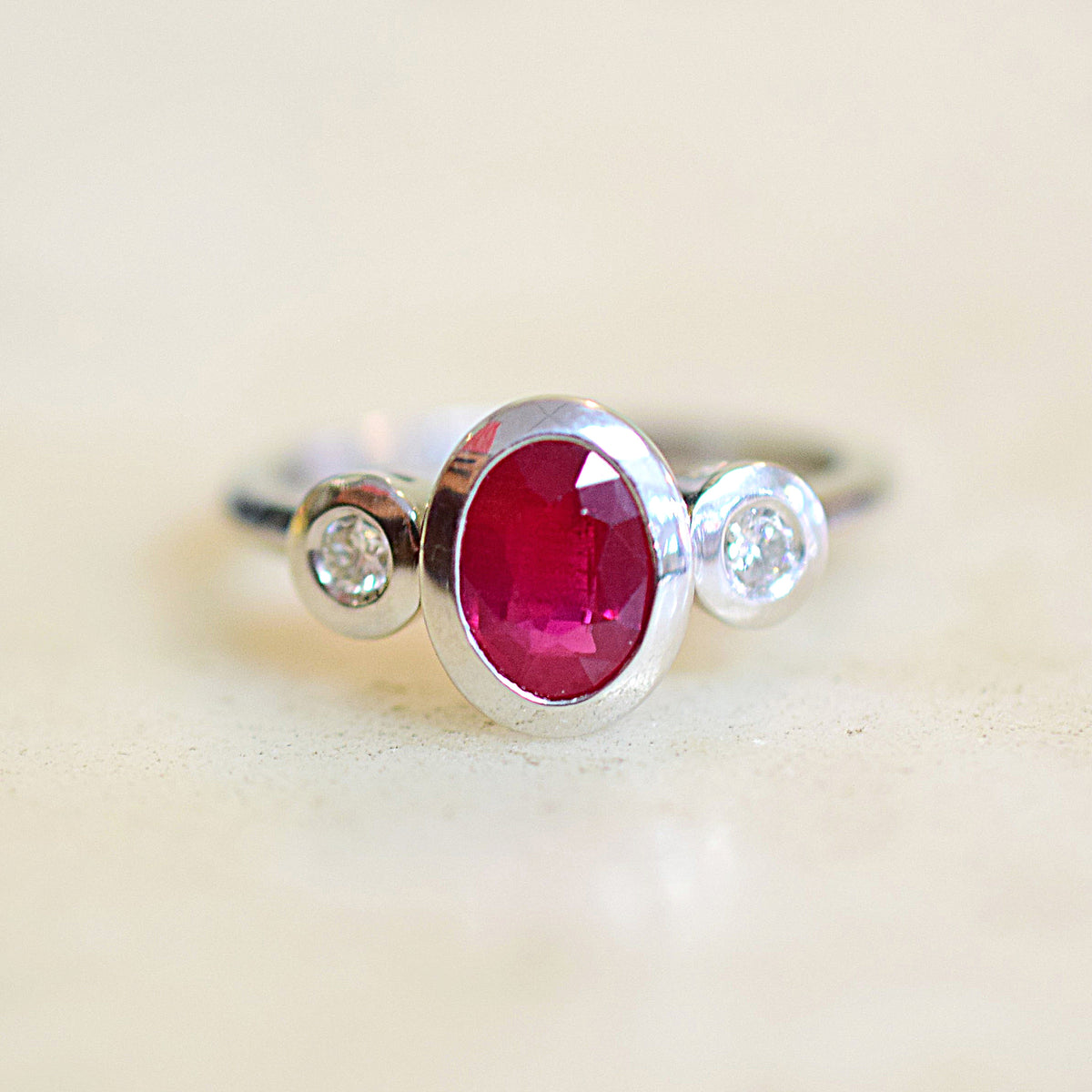 Sterling Silver Lab Grown Ruby and Diamond Ring – Jonathan's Jewelers